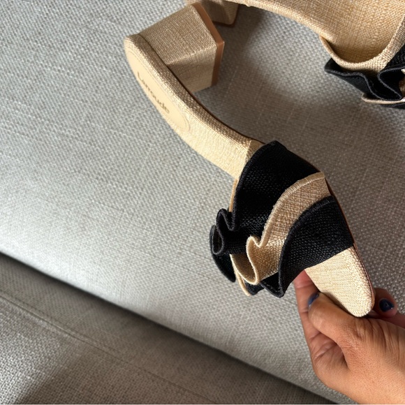 Larroude | Shoes | Nwt Larroud Brigitte Ruffle Mule In Beige And Black ...